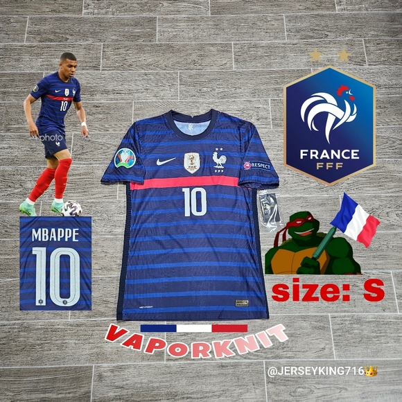 Nike | Shirts | Nike France Fff Kylian Mbappe 20202021 Vaporknit Home ...